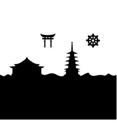 Japanese temple and symbol Royalty Free Vector Image