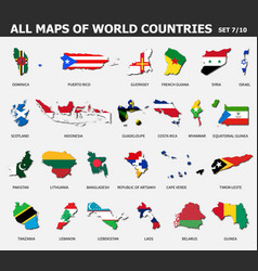 All maps world countries and flags set 1 Vector Image