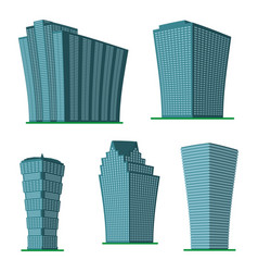 Set of five modern high-rise building Royalty Free Vector