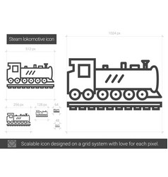 Line drawing steam locomotive Royalty Free Vector Image