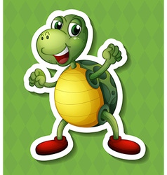 Cute green waving turtle Royalty Free Vector Image