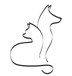 Cat dog rabbit and bird silhouettes logo Vector Image