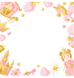 Princess frame with hearts and crowns Royalty Free Vector