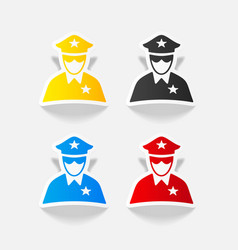 Policeman stickers and badges set with police car Vector Image
