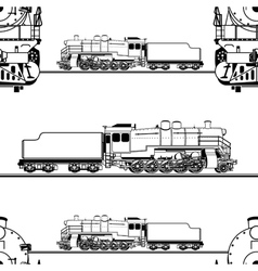 Line drawing steam locomotive Royalty Free Vector Image