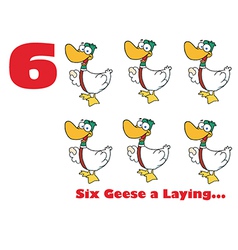 Six geese a laying cartoon Royalty Free Vector Image