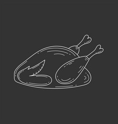 Roast chicken outline Royalty Free Vector Image