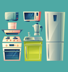 Cartoon of kitchen interior Royalty Free Vector Image