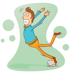 Boy falling stumble tripping over stone Royalty Free Vector