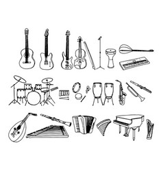 Set of funny cartoon musical instruments for kids Vector Image