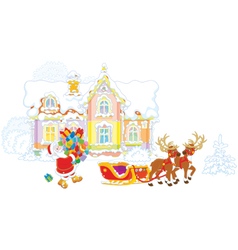 Santa with his sleigh and reindeer Vector Image by amourfou - Image ...