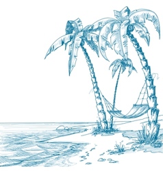 Tropical beach sketch Royalty Free Vector Image