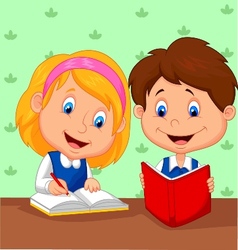 Cartoon children are learning Royalty Free Vector Image
