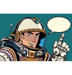 Cartoon Astronaut Standing Pointing Royalty Free Vector