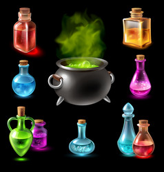 Magic potions icon set Royalty Free Vector Image