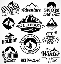 Winter sports badges and labels vector