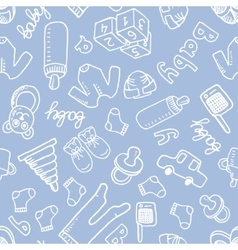 Baby boy elements blue background Royalty Free Vector Image