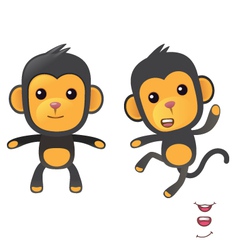 Monkey doing multitasking with mind map Royalty Free Vector