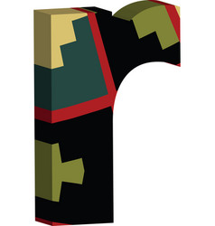 Grunge colorful font letter r Royalty Free Vector Image