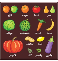 Fruits and vegetables group cartoon Royalty Free Vector