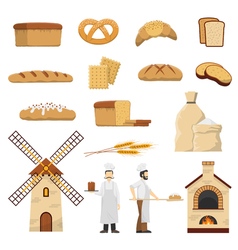 Bread production icon set Royalty Free Vector Image