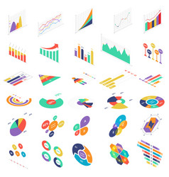 Isometric 3d charts and statistics with set Vector Image