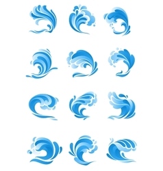Wave emblems ocean water abstract isolated Vector Image