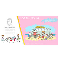 Summer time background with retro bus palms Vector Image