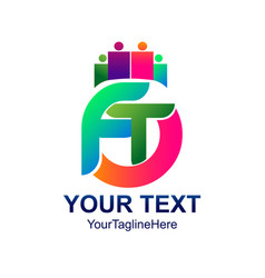 Initial letter rt logo template colorful circle Vector Image