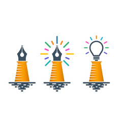 Lighthouse and fountain pen logo design Royalty Free Vector