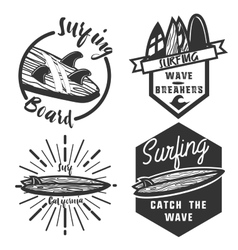 Surfing emblem template surfboard silhouette Vector Image
