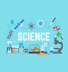 Science background with test tubes and flasks Vector Image