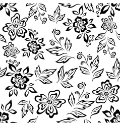 Floral folk outline seamless pattern Royalty Free Vector