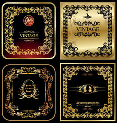 Vintage gold black frame decor label Royalty Free Vector