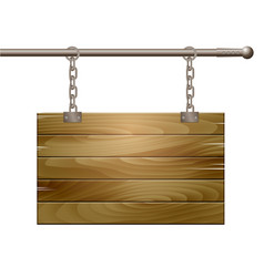 Wooden sign board with rope hanging on a nail Vector Image