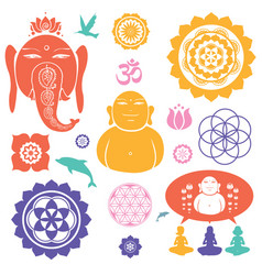 Yoga power spring collection Royalty Free Vector Image