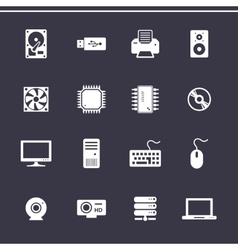 White computer icon set Royalty Free Vector Image