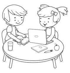 Children doing their homework Royalty Free Vector Image