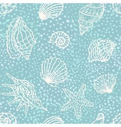 Blue background with sea shells Royalty Free Vector Image