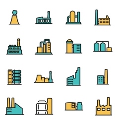 Factory building red icon in the flat style Vector Image