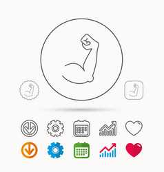 Biceps muscle icon bodybuilder strong arm sign Vector Image