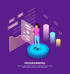 Isometric developing programming and coding Vector Image