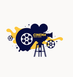 Yellow background with vintage movie camera Vector Image