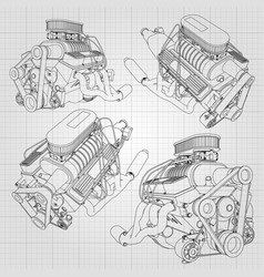 Cartoon set of automobile objects Royalty Free Vector Image