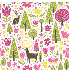 Abstract trees forest foliage colorful seamless Vector Image