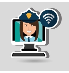 Cartoon smiling desktop computer Royalty Free Vector Image