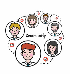 Colorful border with half body group cartoon Vector Image