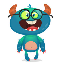 Cartoon smart monster face Royalty Free Vector Image