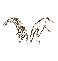 Skeleton hand with four aces Royalty Free Vector Image