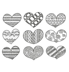 Happy valentines day lettering and doodle hearts Vector Image